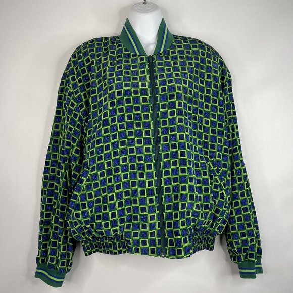 Natty | Jackets & Coats | Vintage 9s Natty Green Blue Geometric Squares ...